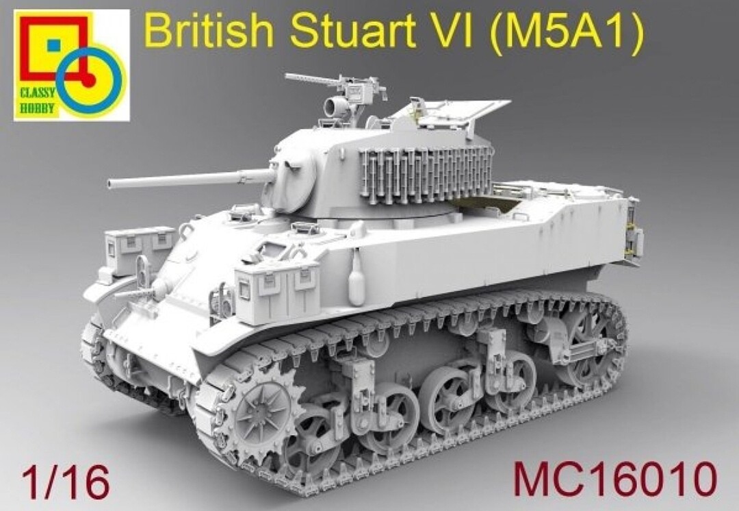 British M5A1 Stuart VI Light Tank -- Plastic Model Military Vehicle Kit -- 1/16 Scale -- #16010 ...