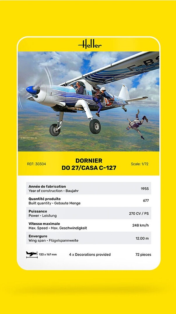Dornier Do27/Casa C127 Civilian Aircraft -- Plastic Model Airplane Kit ...