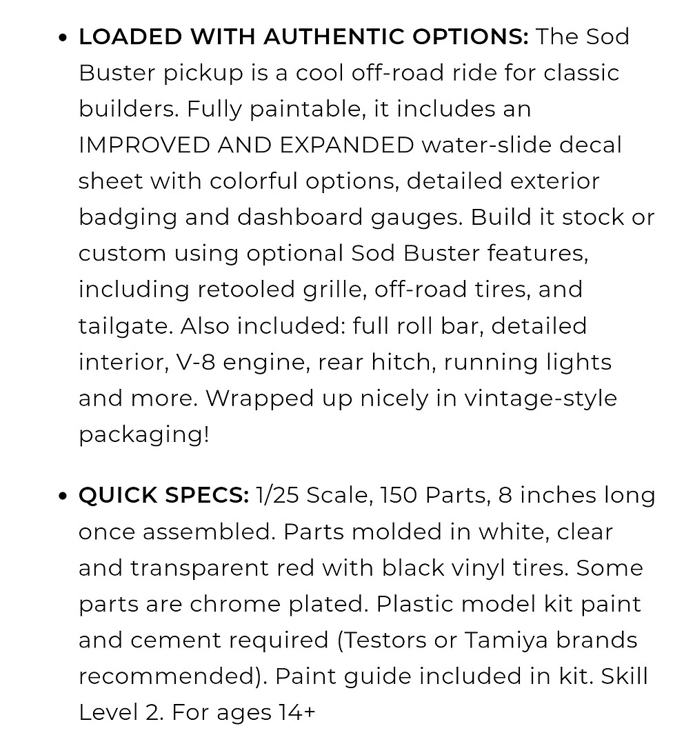 1981 Sod Buster Chevy Stepside Pickup Truck -- Plastic Model Truck Kit ...