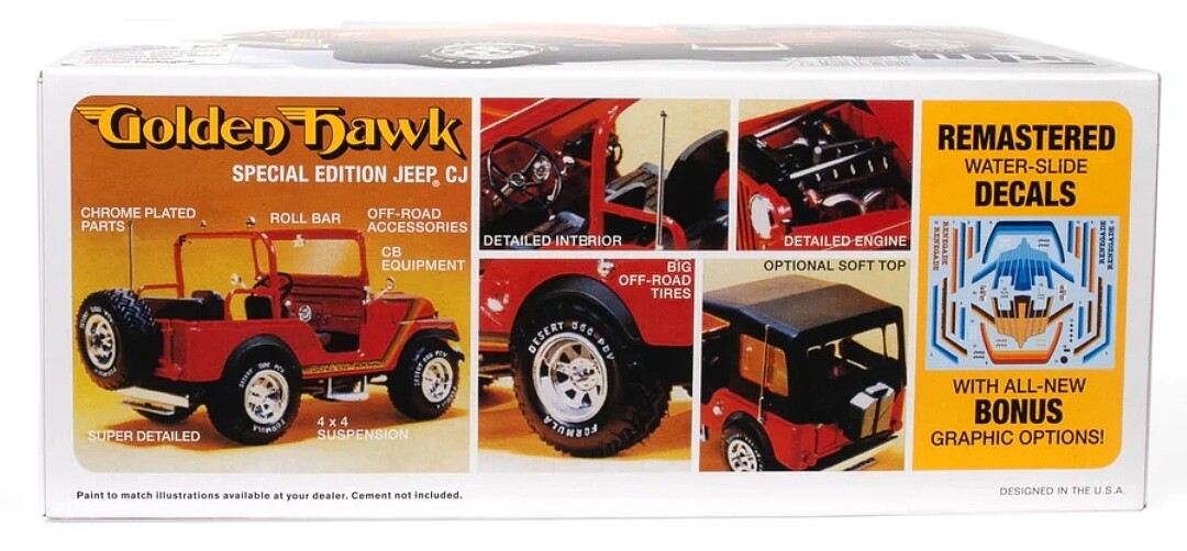 1/25 1981 CJ5 Golden Hawk Jeep -- Plastic Model Jeep Kit -- 1/25 Scale ...