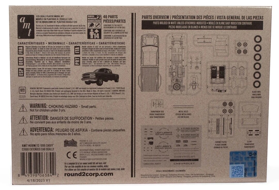1996 Chevrolet C3500 Dually Pickup Truck -- Plastic Model Truck Kit ...