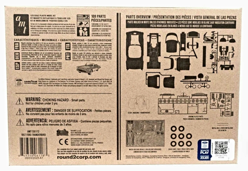'57 Ford Thunderbird -- Plastic Model Car Vehicle Kit -- 1/25 Scale ...