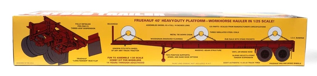 Fruehauf Flatbed Trailer -- Plastic Model Vehicle Kit -- 1/25 Scale ...