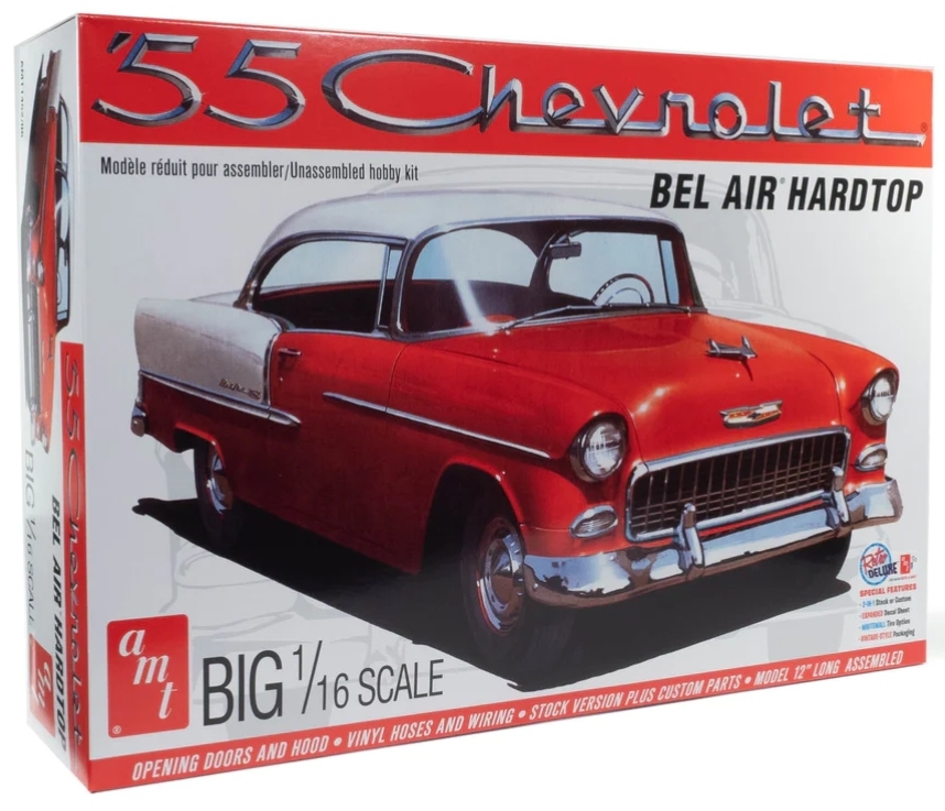 '55 Chevy Bel Air Hardtop -- Plastic Model Car Kit -- 1/16 Scale ...