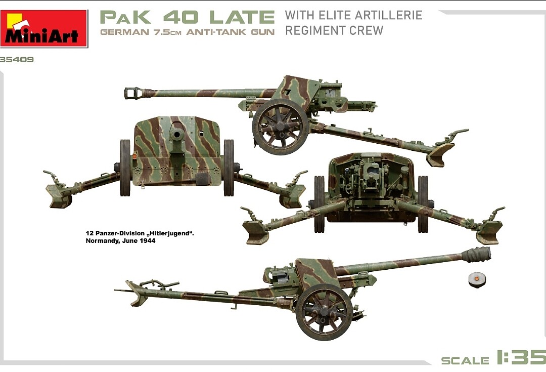 WWII German 7.5cm PaK 40 Late Anti-Tank Gun -- Plastic Model Artillery ...