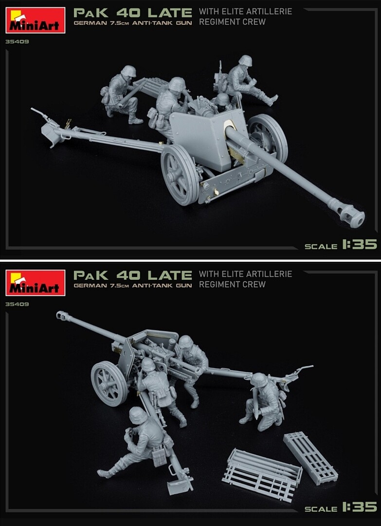 WWII German 7.5cm PaK 40 Late Anti-Tank Gun -- Plastic Model Artillery ...