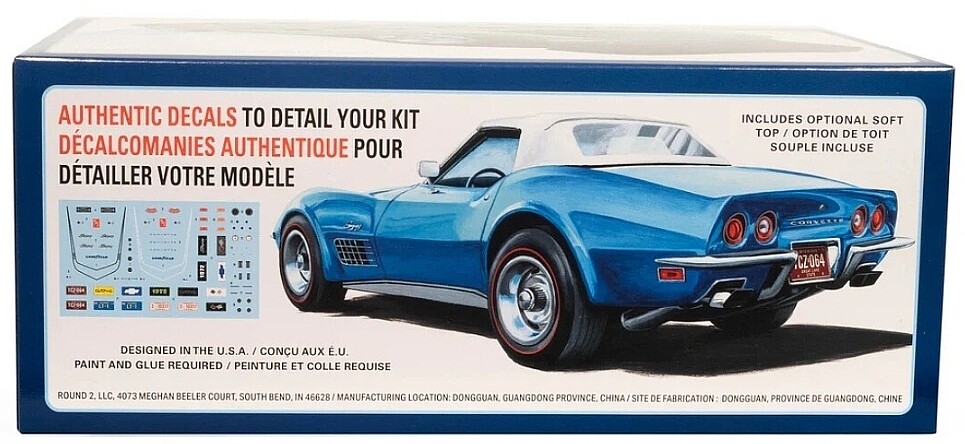 1972 Chevy Corvette Roadster -- Plastic Model Car Vehicle Kit -- 1/25 ...
