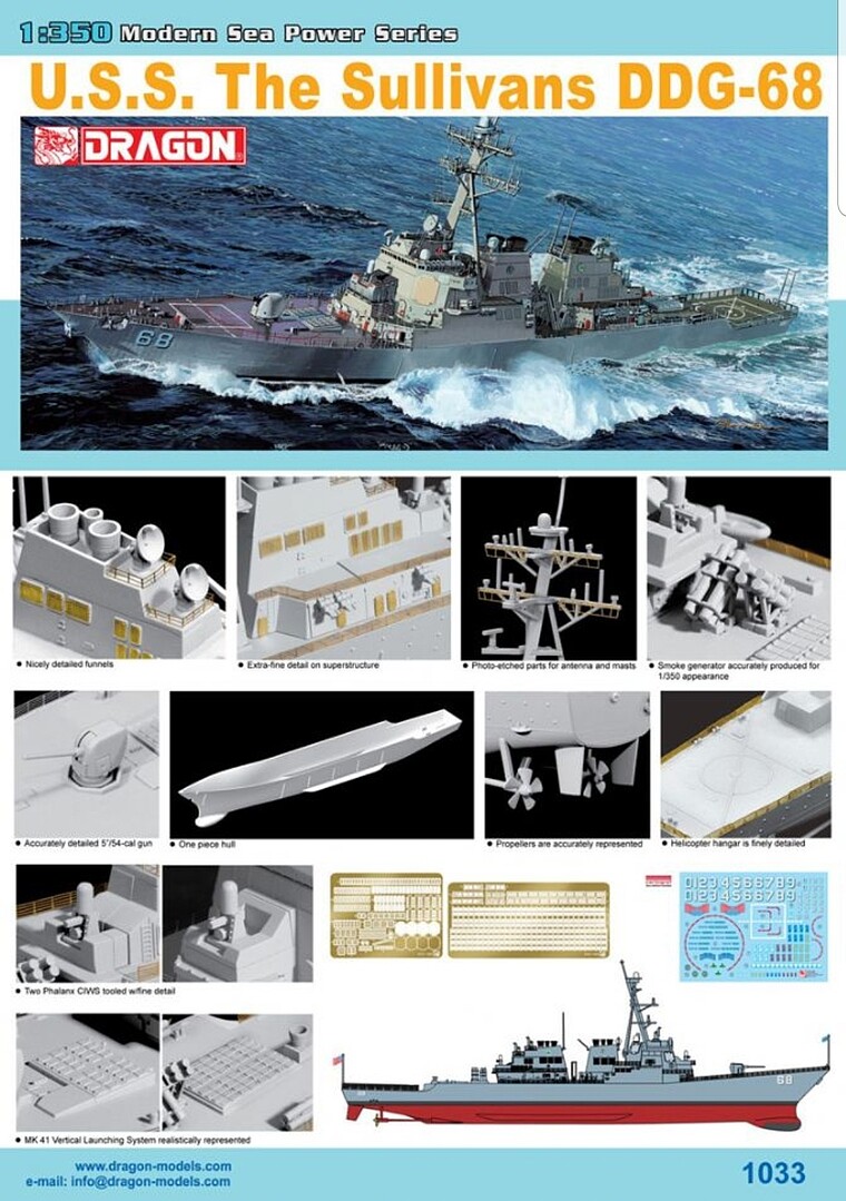 USS Sullivans DDG68 -- Plastic Model Destroyer Kit -- 1/350 Scale ...