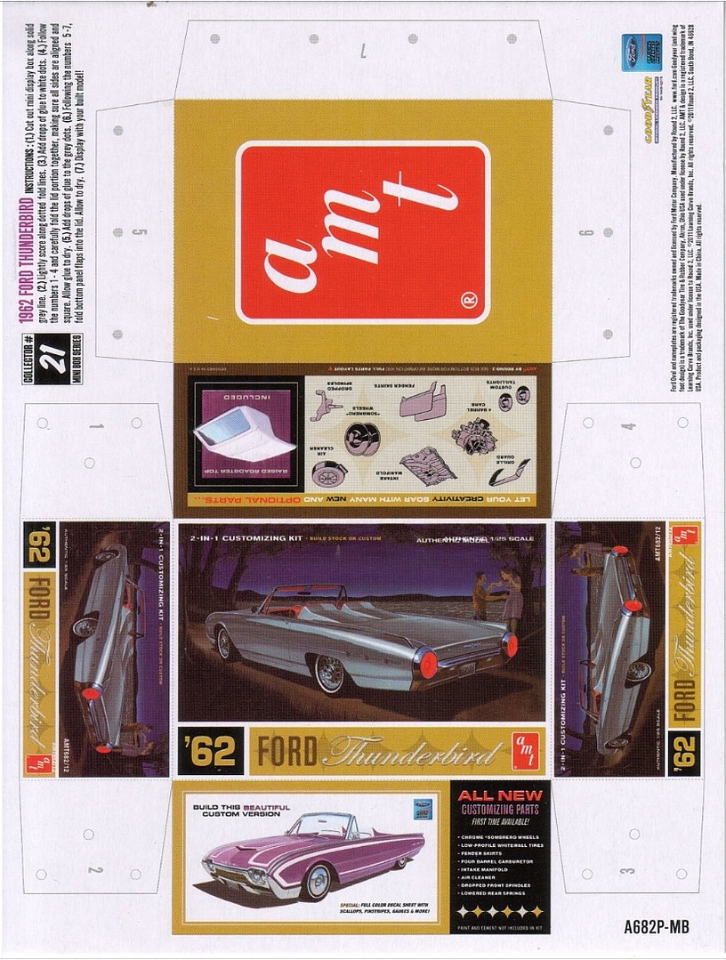 1962 Ford Thunderbird -- Plastic Model Car Kit -- 1/25 Scale -- #682 ...
