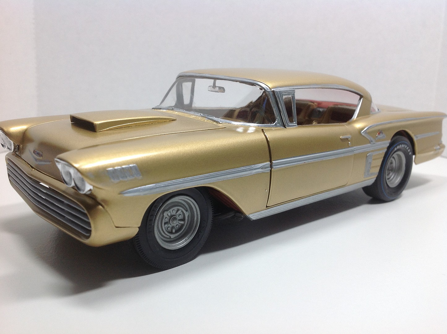 1958 Chevy Impala Molded in Gold -- Plastic Model Car Kit -- 1/25 Scale ...