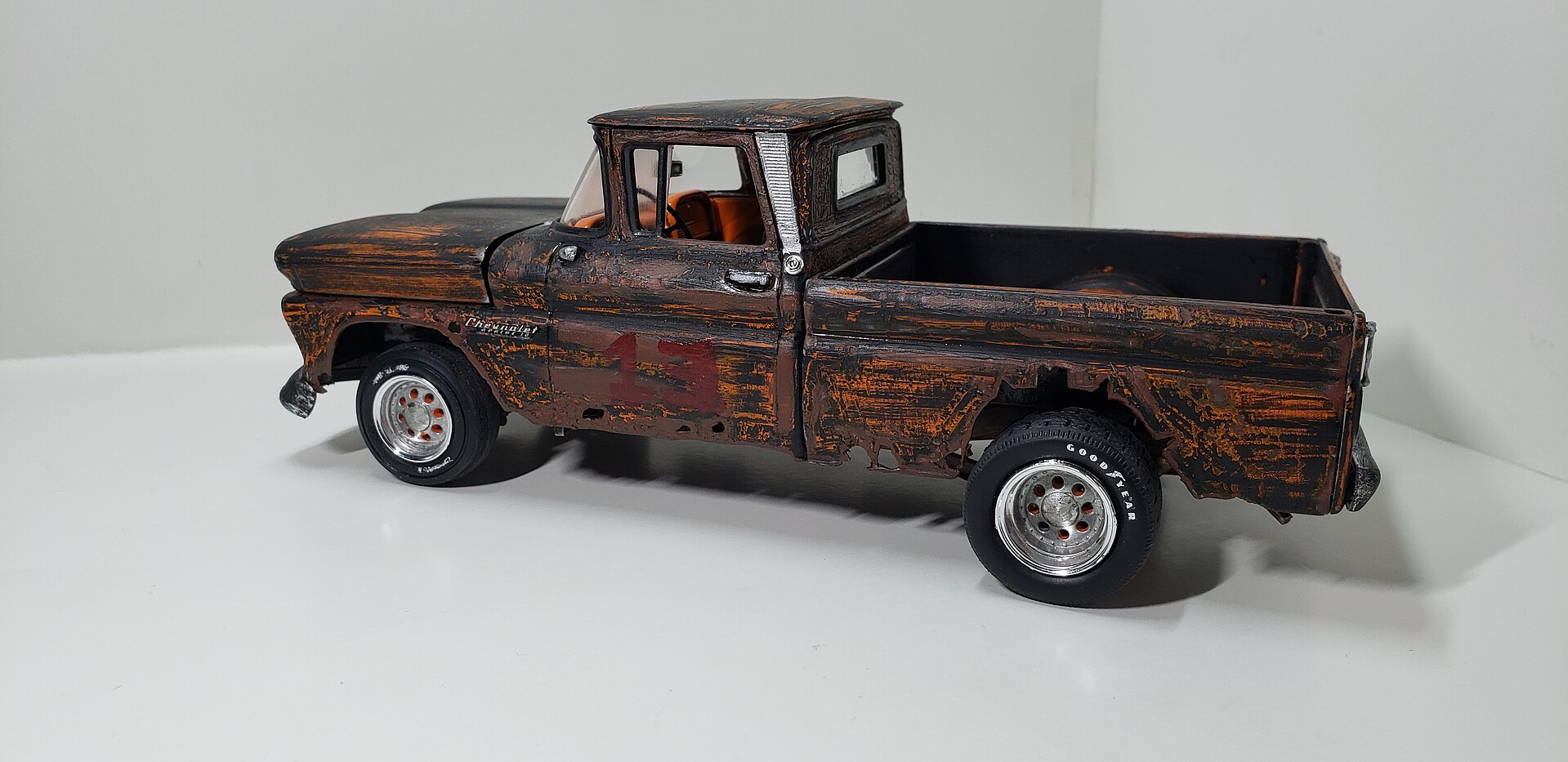 1960 Chevy Custom Fleetside Pickup with Go Kart -- Plastic Model Truck ...