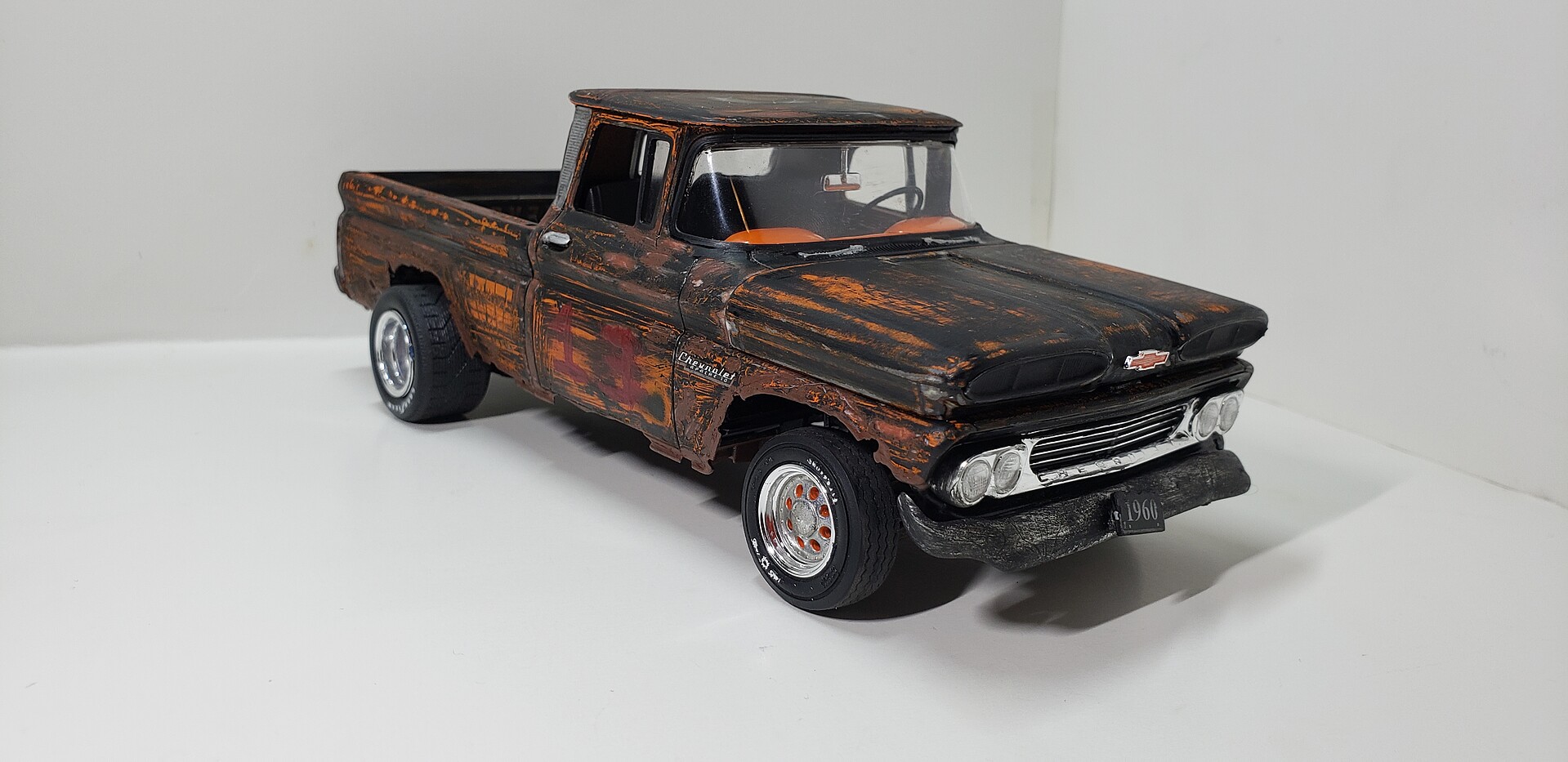 1960 Chevy Custom Fleetside Pickup with Go Kart -- Plastic Model Truck ...