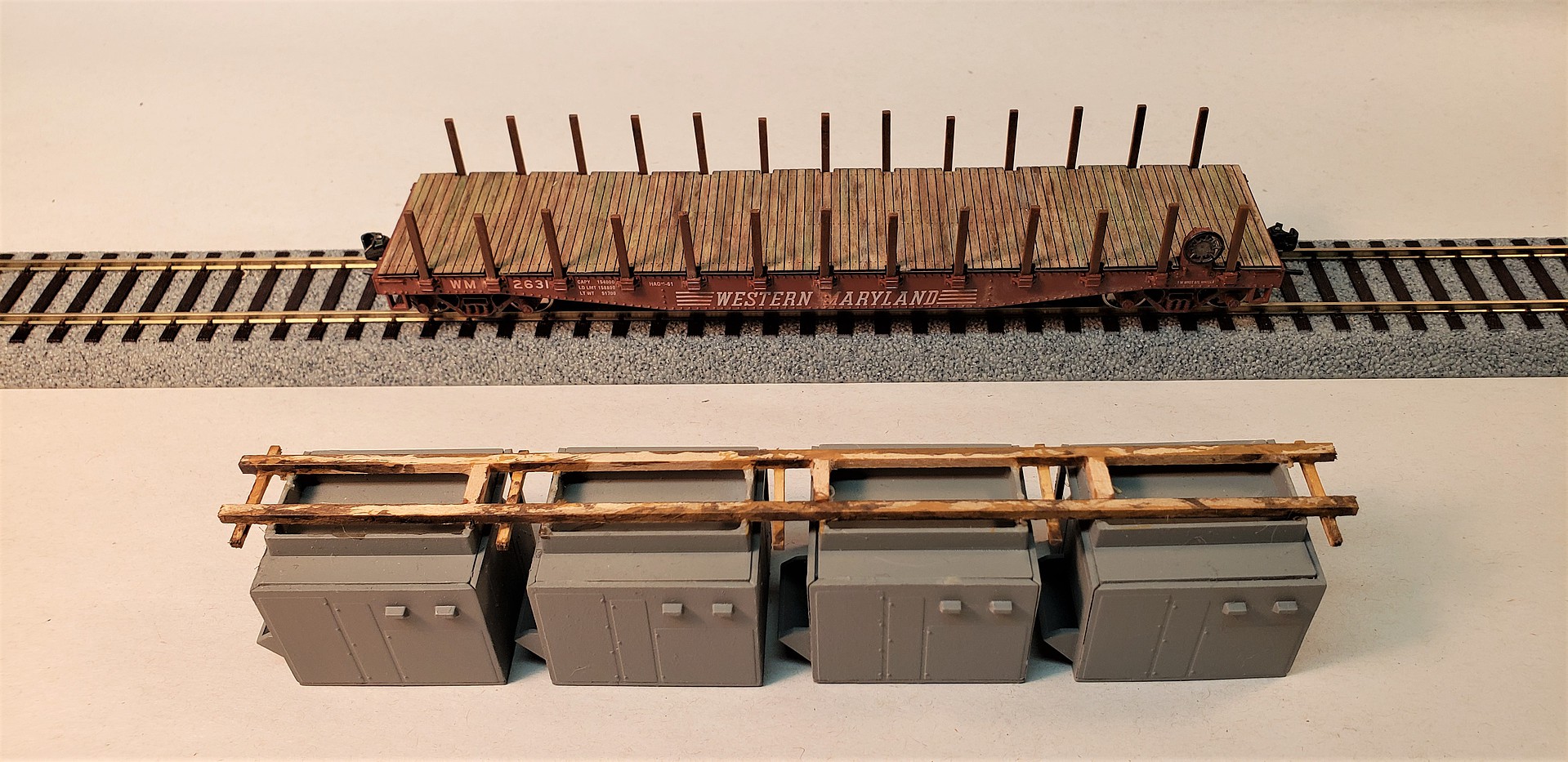 50' Flatcar Wood Deck -- HO Scale Model Train Freight Car Part -- #321 ...