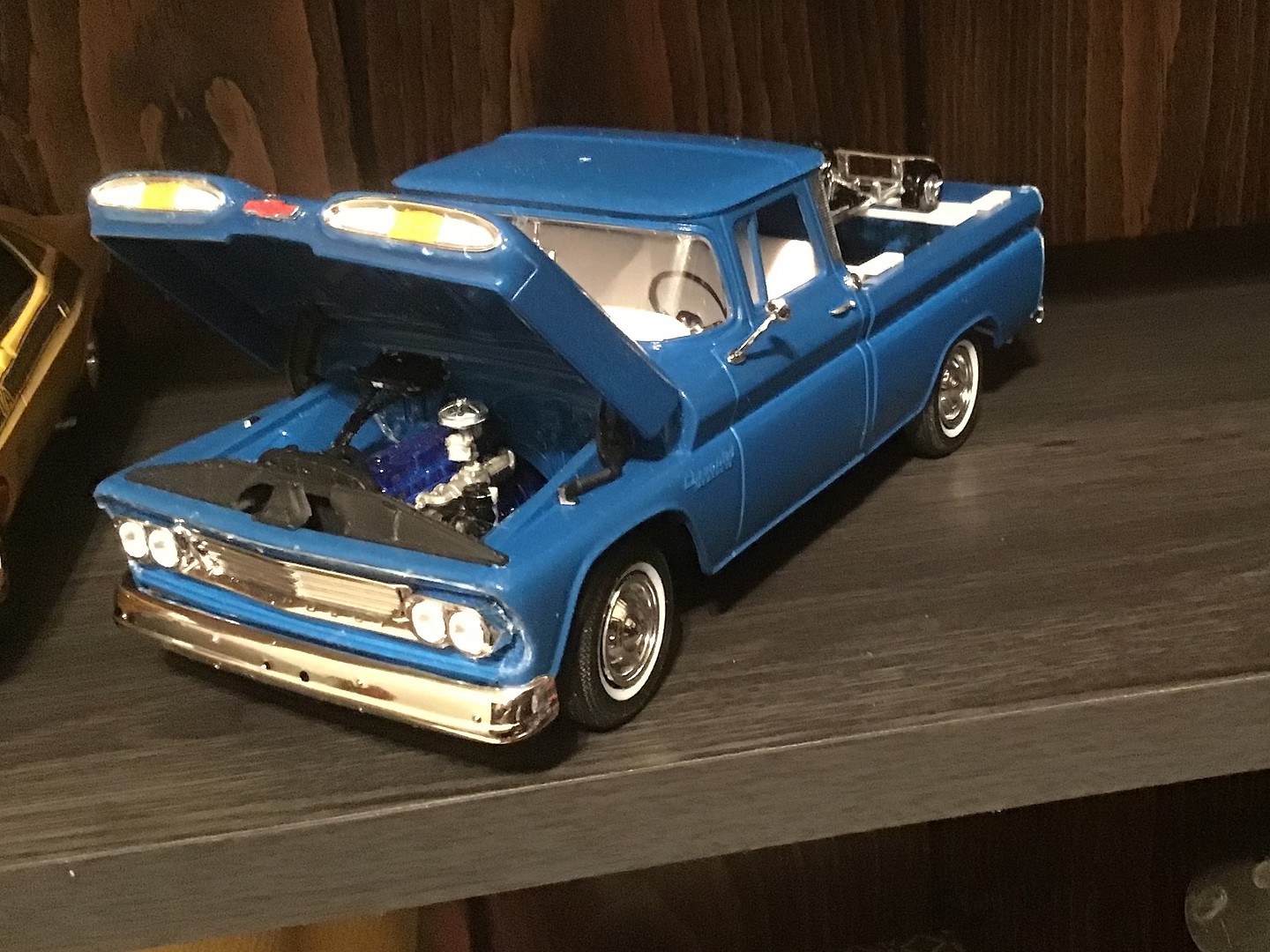 1960 Chevy Custom Fleetside Pickup with Go Kart -- Plastic Model Truck ...