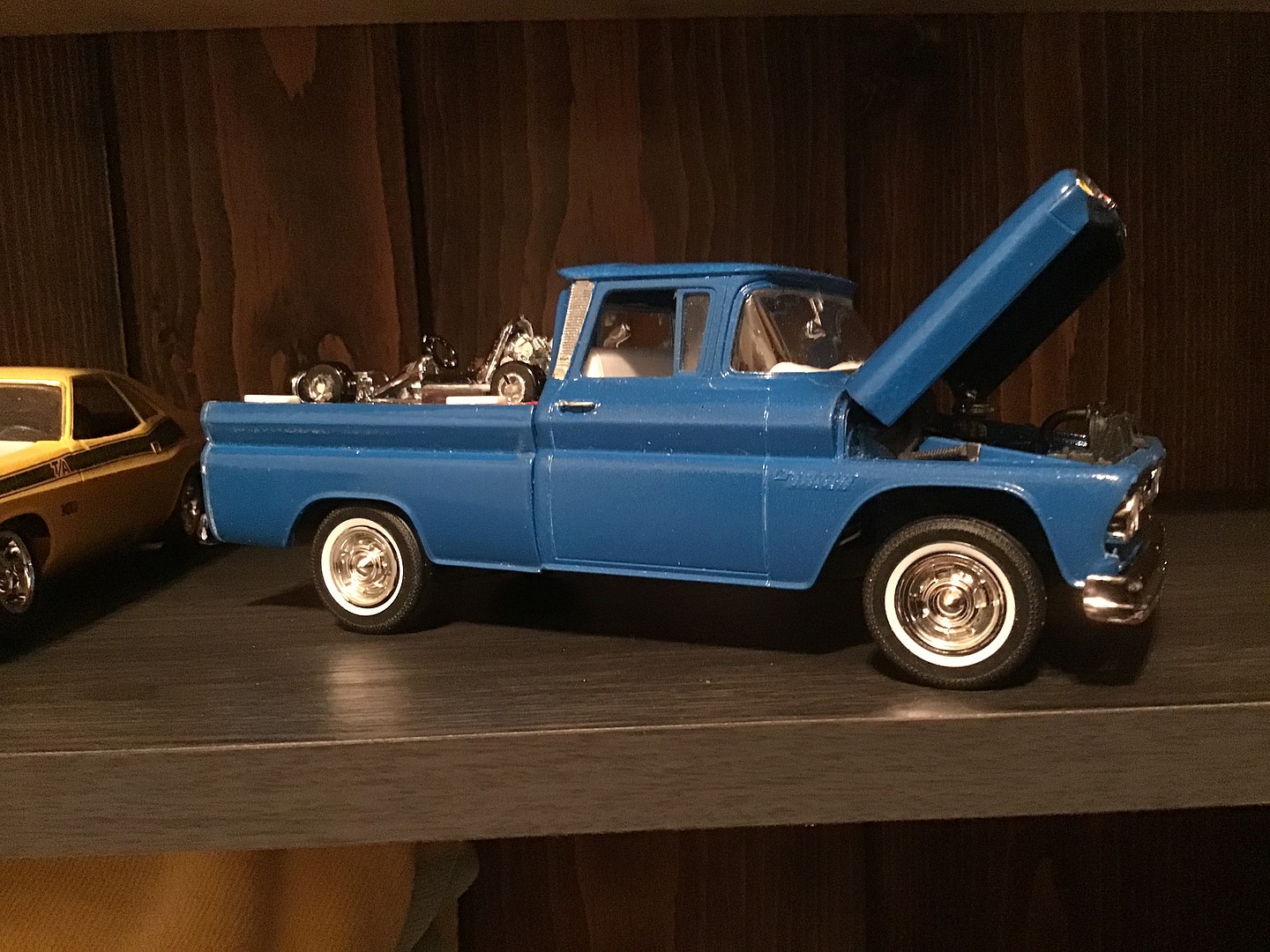 1960 Chevy Custom Fleetside Pickup with Go Kart -- Plastic Model Truck ...