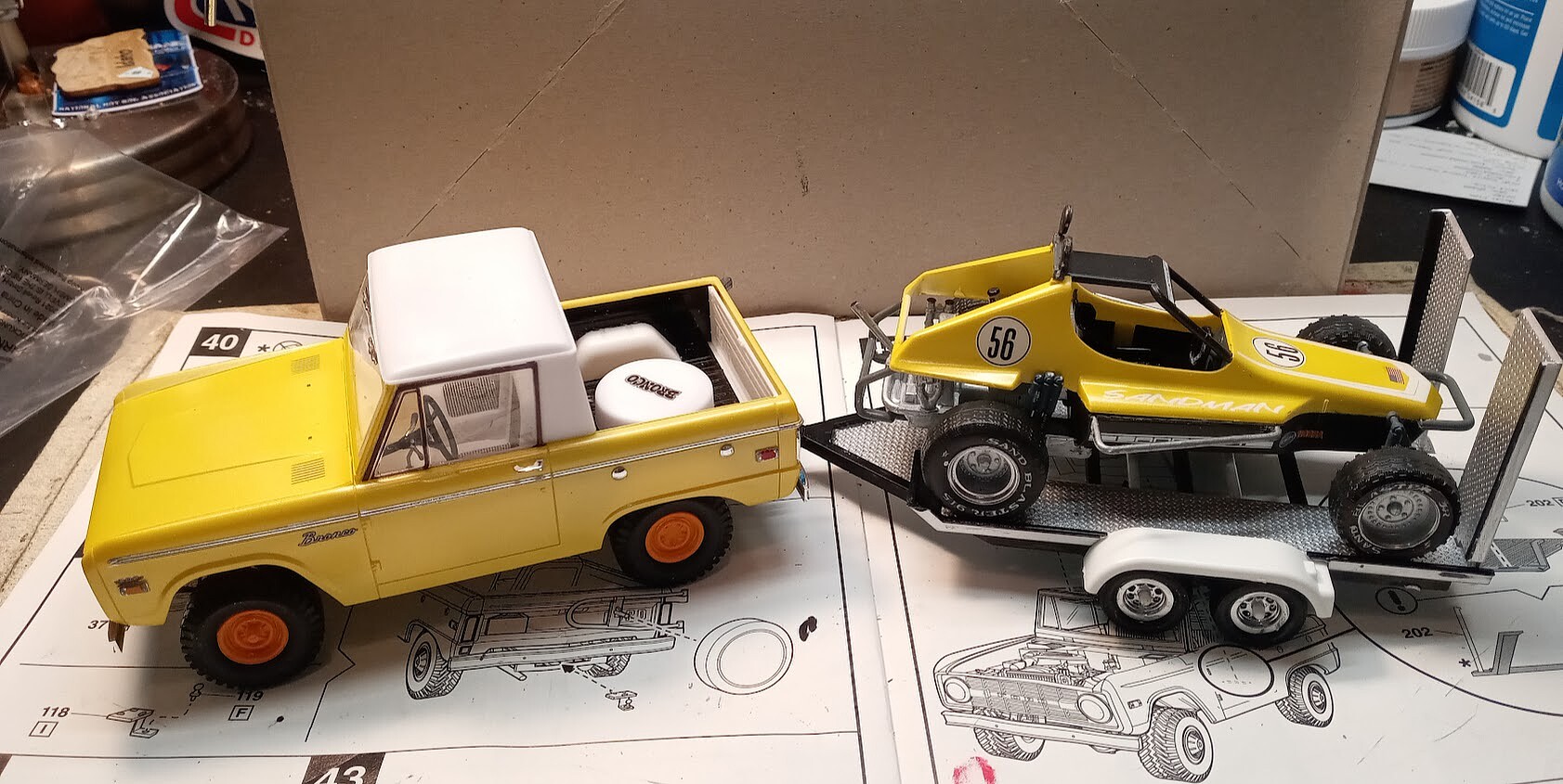 Bronco Half Cab Sandman II w/Dune Buggy and Trailer -- 1/25 Scale ...