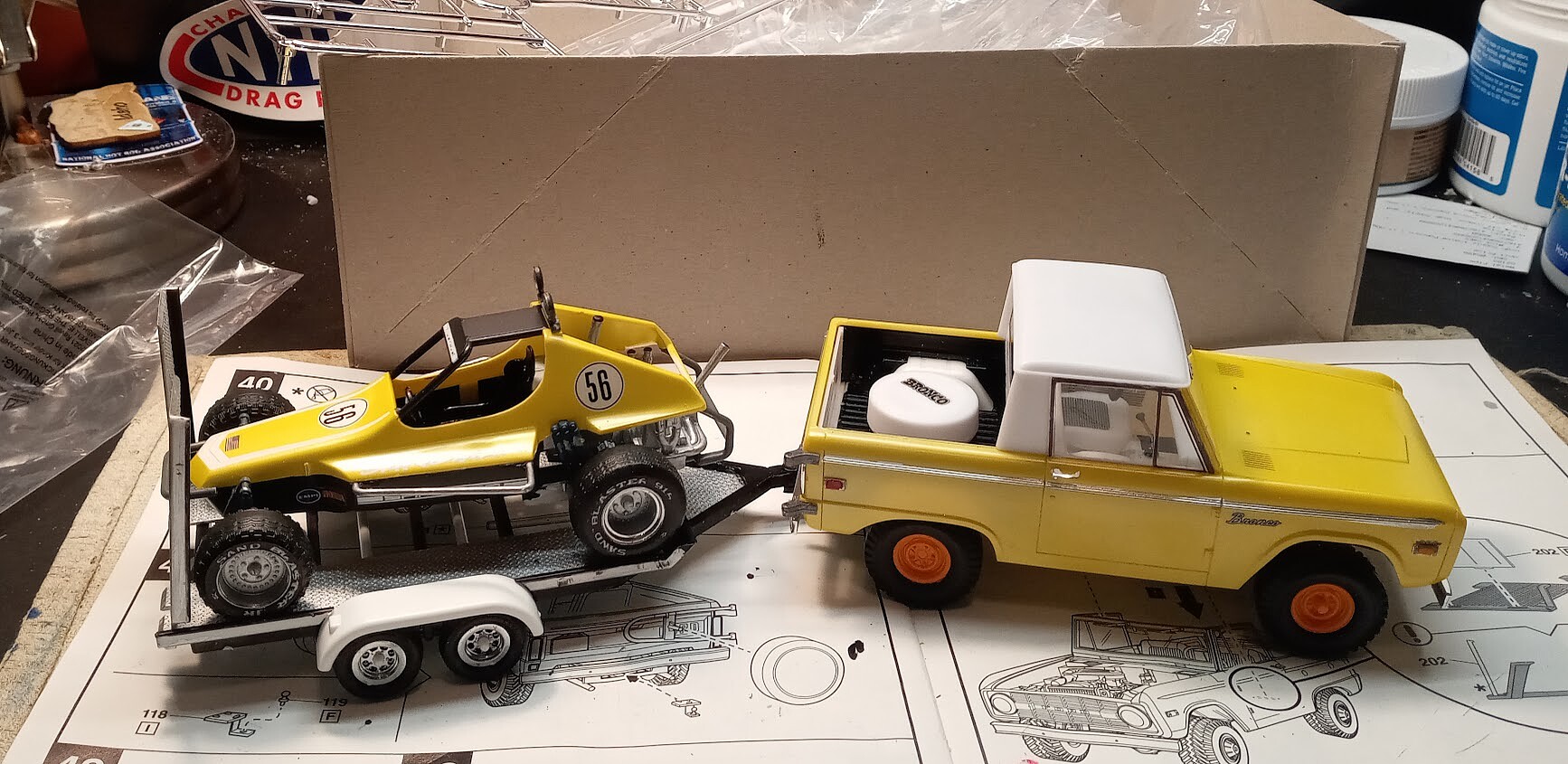 Bronco Half Cab Sandman II w/Dune Buggy and Trailer -- 1/25 Scale ...