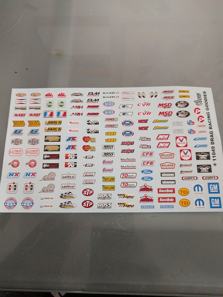 Drag Racing Goodies (Logos) -- Plastic Model Vehicle Decal -- 1/24-1/25 ...