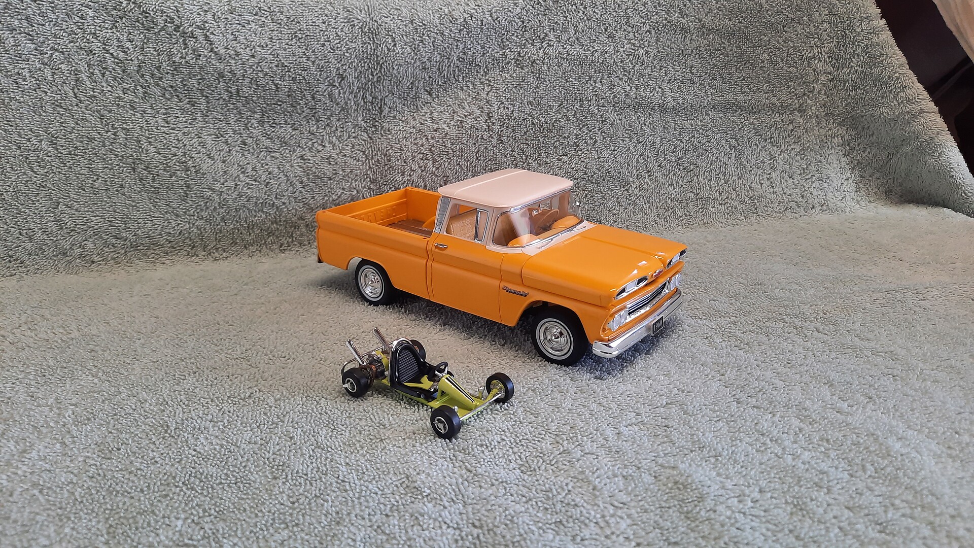1960 Chevy Custom Fleetside Pickup with Go Kart -- Plastic Model Truck ...