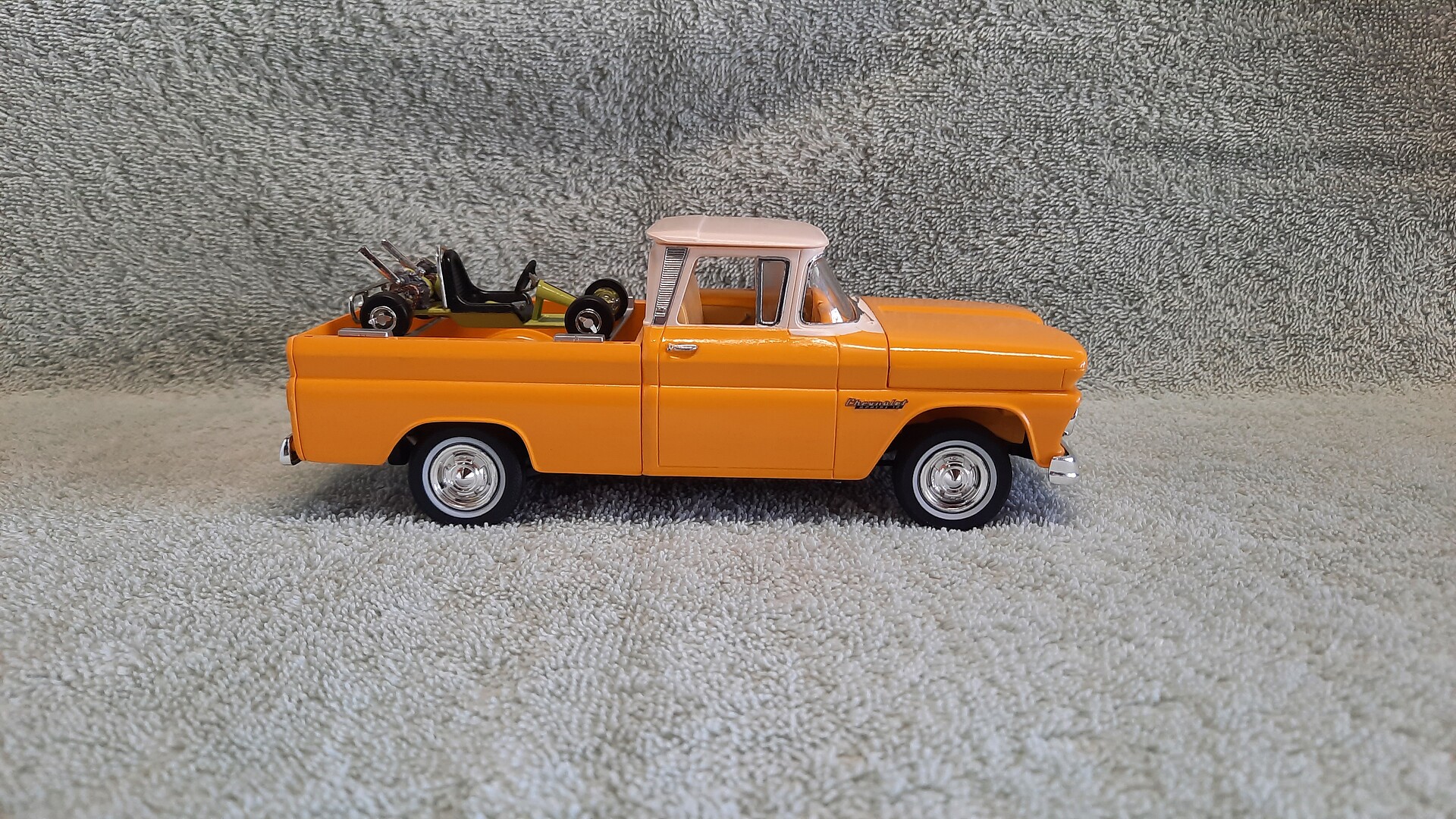 1960 Chevy Custom Fleetside Pickup with Go Kart -- Plastic Model Truck ...