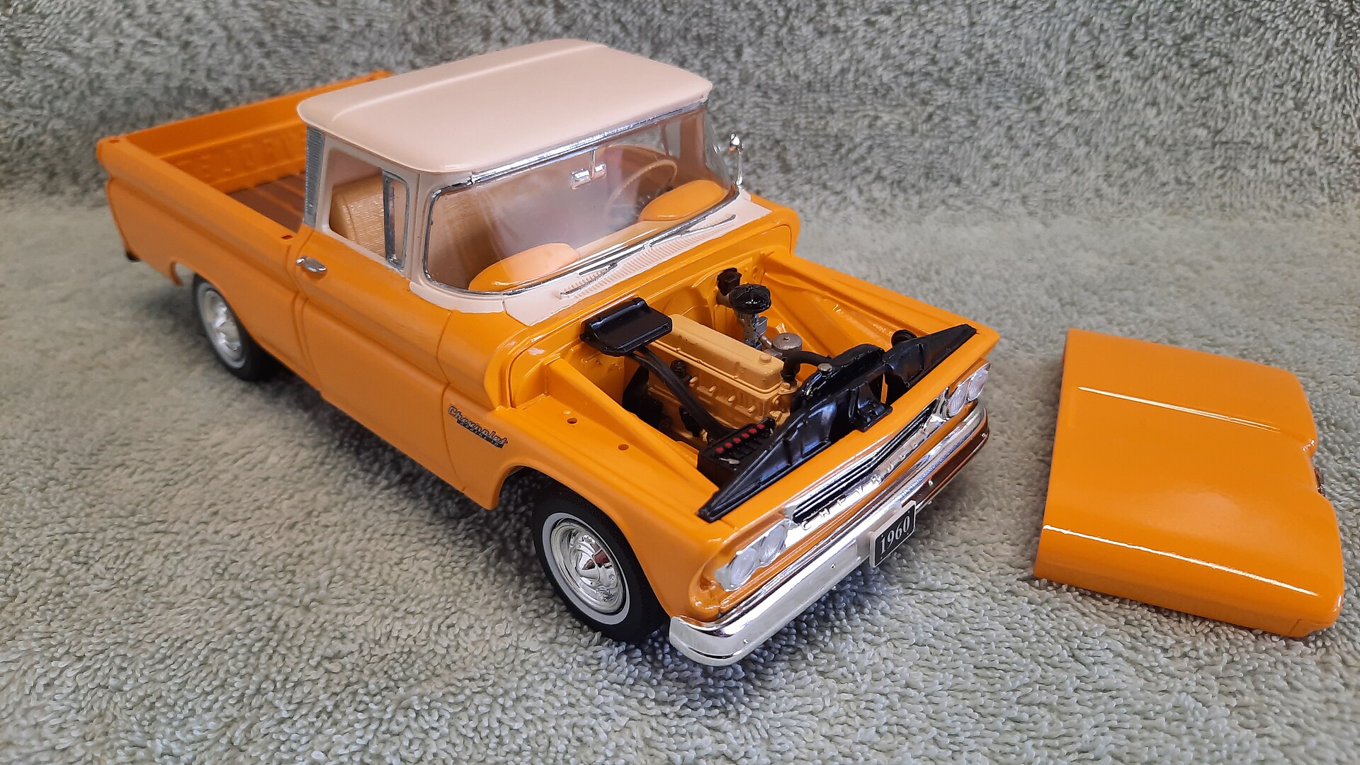 1960 Chevy Custom Fleetside Pickup with Go Kart -- Plastic Model Truck ...