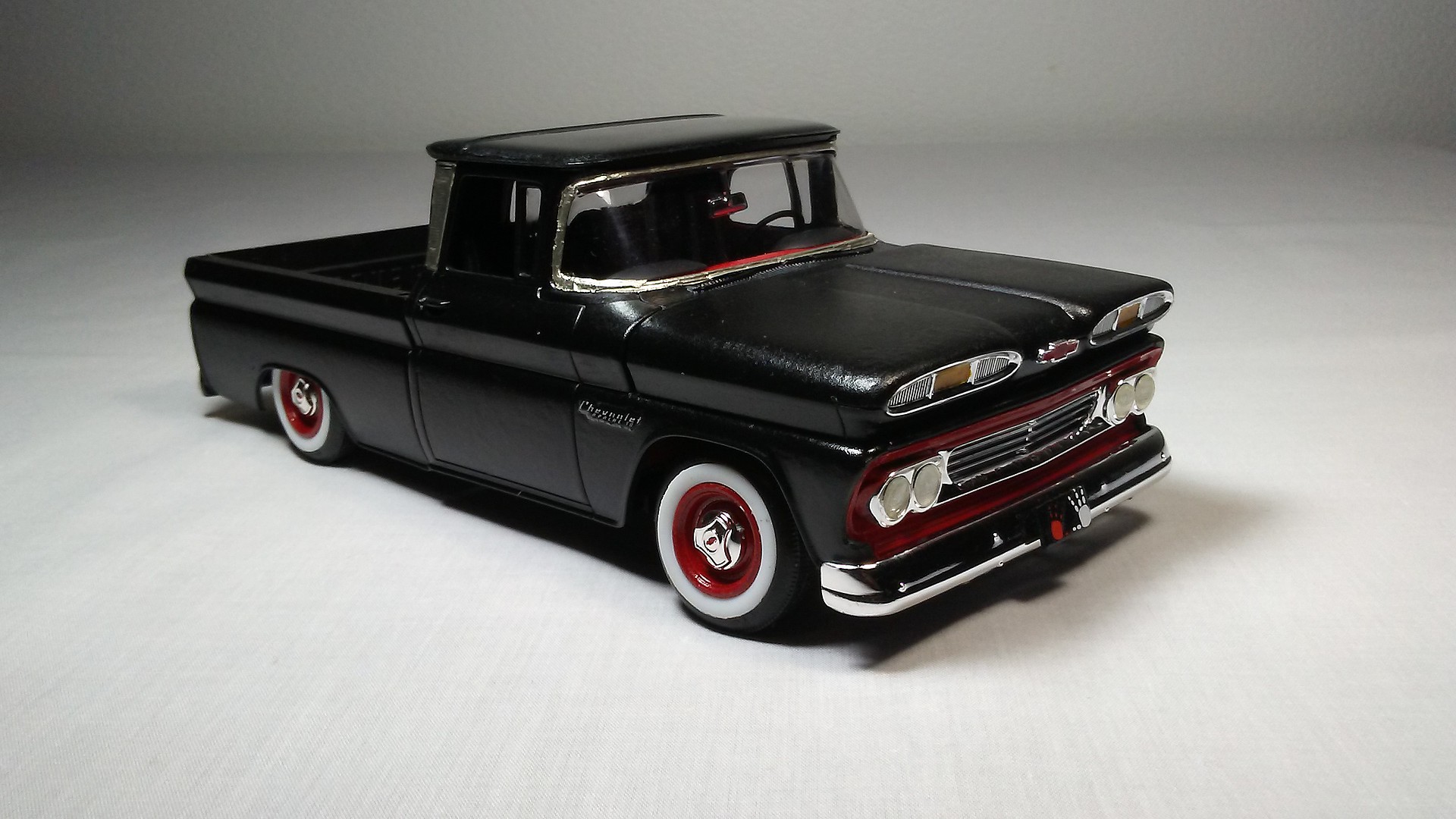 1960 Chevy Custom Fleetside Pickup with Go Kart -- Plastic Model Truck ...