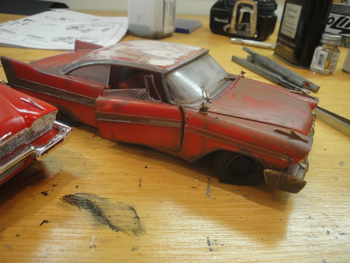 1958 Plymouth Christine Car (Red) -- Plastic Model Car Kit -- 1/25 ...