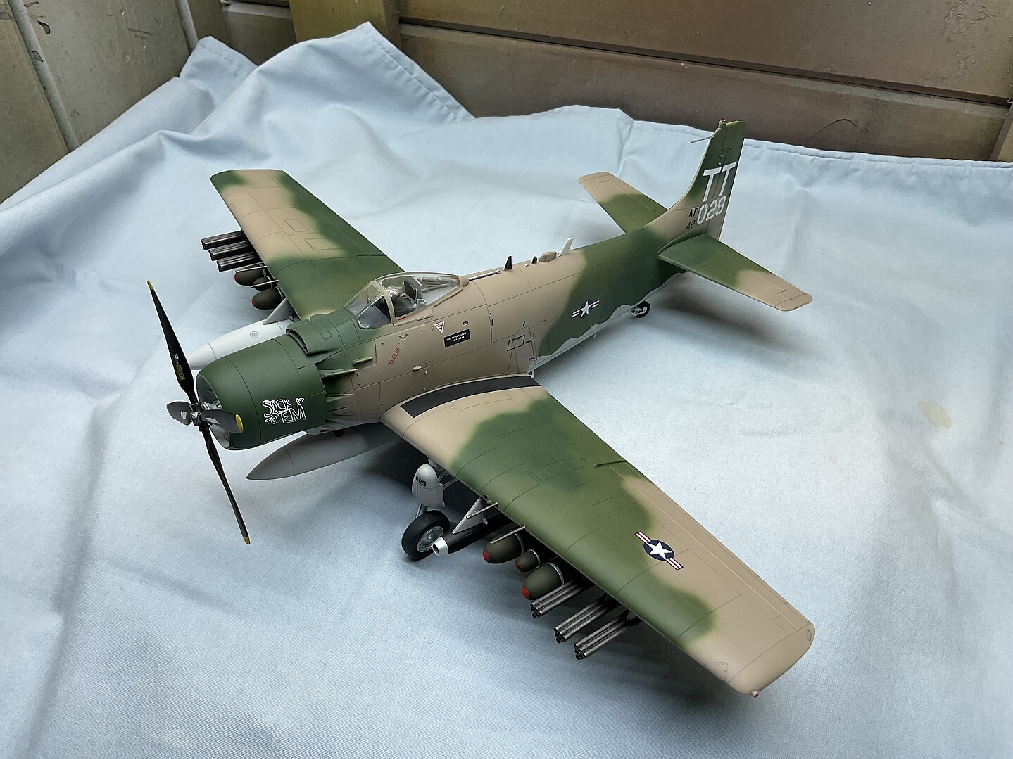 Douglas A-1J Skyraider USAF Attack Aircraft -- Plastic Model Airplane ...