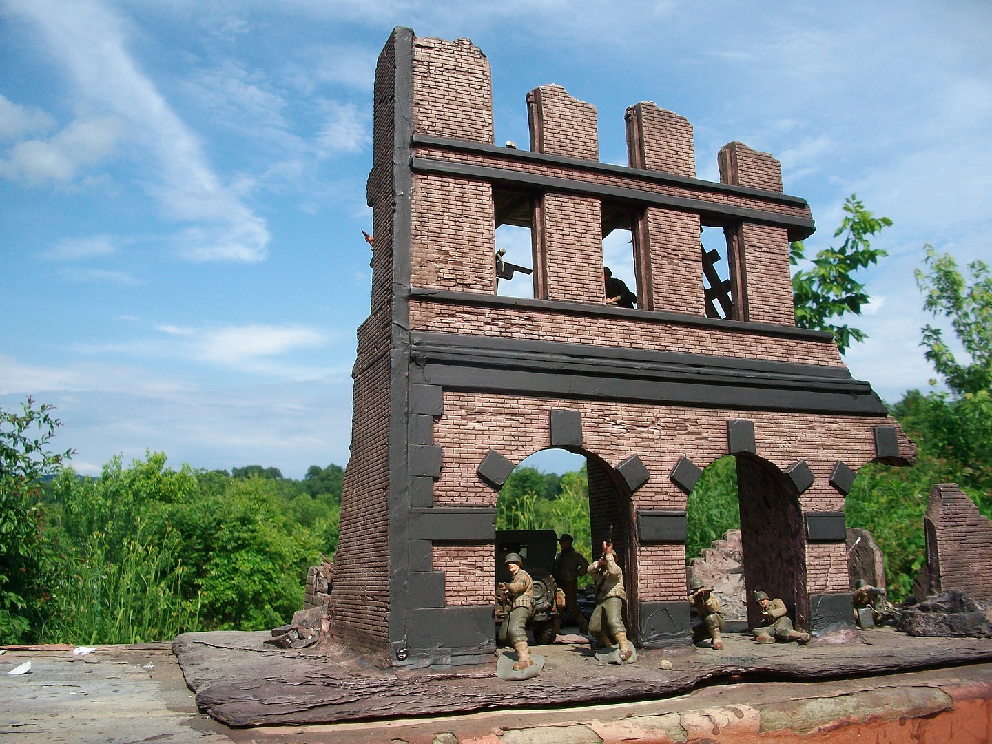 Ruined Brick Factory Building (11''x6''x11'') -- Plaster Model Building ...
