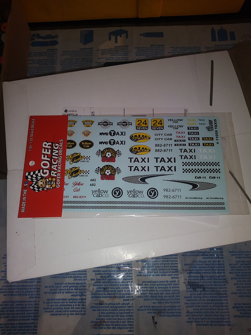 Taxis -- Plastic Model Vehicle Decal -- 1/24-1/25 Scale -- #11059 ...