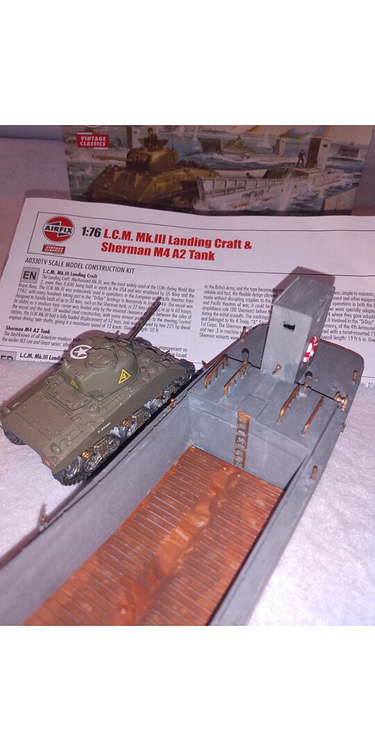Landing Craft Mechanized/Sherman Tank -- Plastic Model Military Vehicle ...