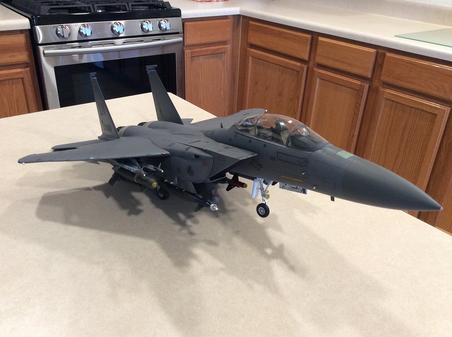 USAF F-15E Strike Eagle w/Bunker Buster Jet -- Plastic Model Airplane ...