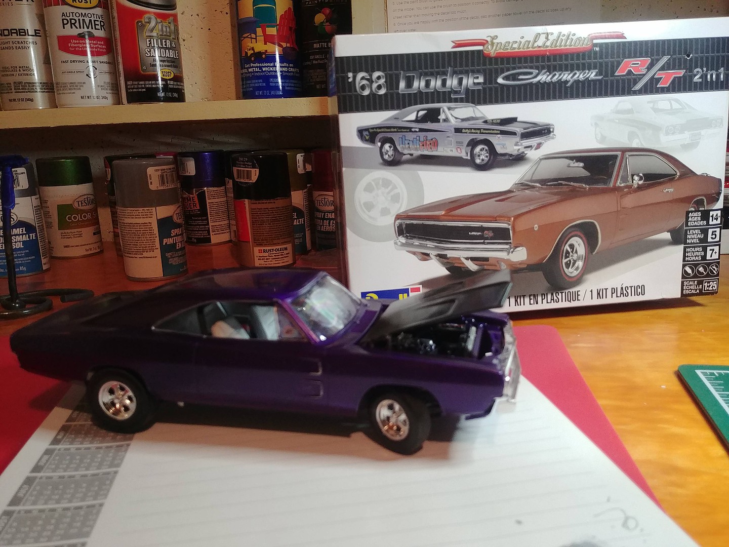 1968 Dodge Charger R/T Car -- Plastic Model Car Kit -- 1/25 Scale ...