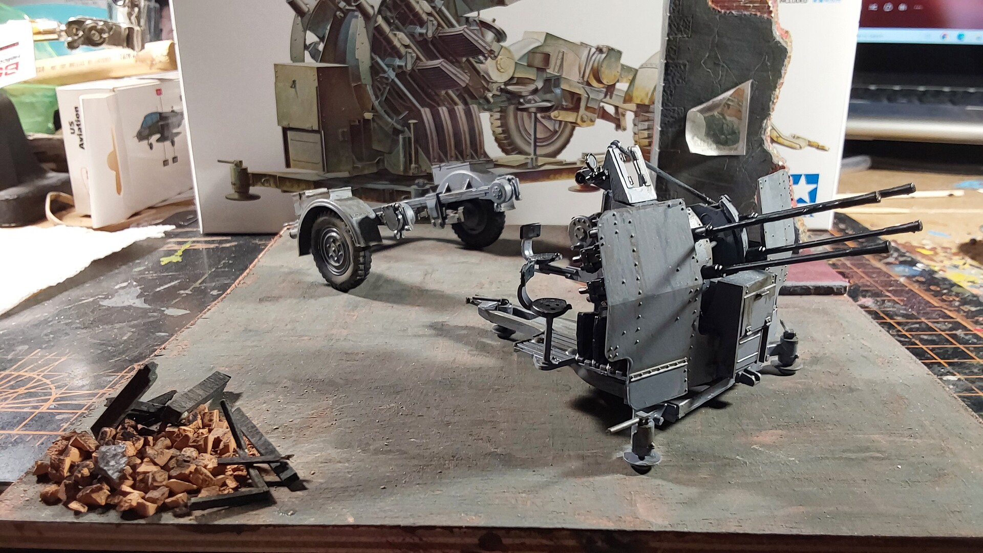 German 2mm Flakvierling 38 -- Plastic Model Military Vehicle Kit -- 1/ ...