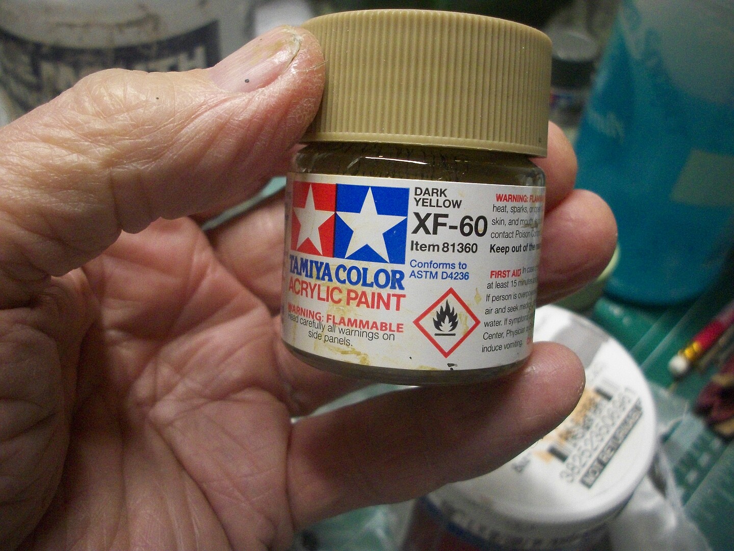 Acrylic XF60 Dark Yellow 3/4 oz -- Hobby and Model Acrylic Paint ...