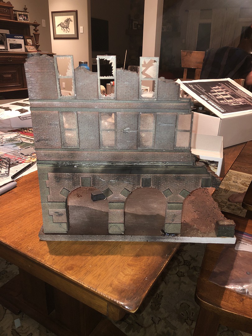 Ruined Brick Factory Building (11''x6''x11'') -- Plaster Model Building ...