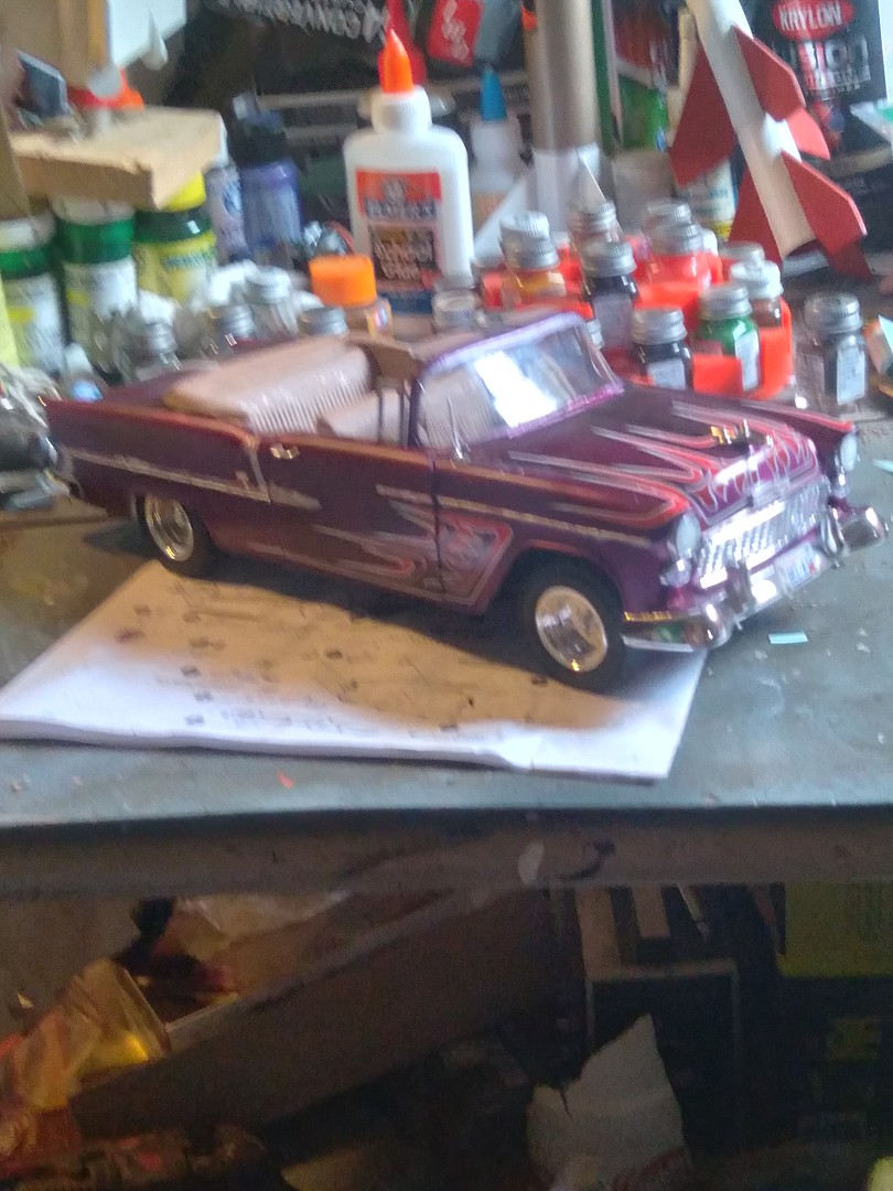 1955 Chevy Bel Air Convertible -- Plastic Model Car Kit -- 1/16 Scale ...