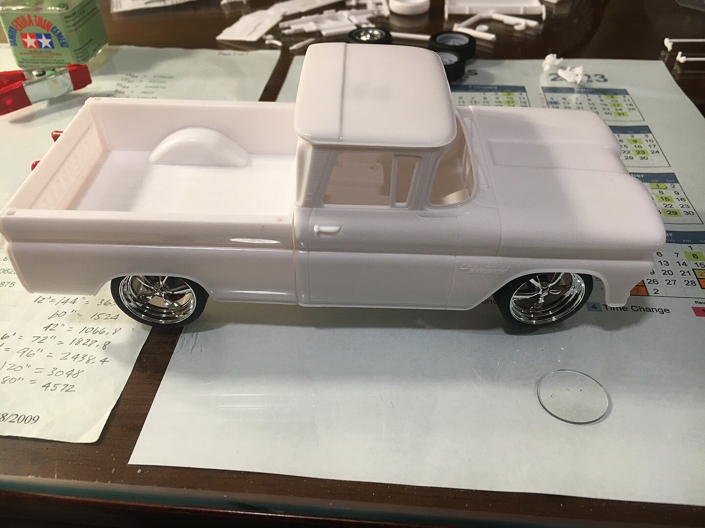 1960 Chevy Custom Fleetside Pickup with Go Kart -- Plastic Model Truck ...