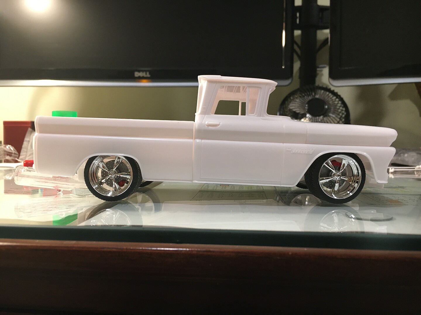 1960 Chevy Custom Fleetside Pickup with Go Kart -- Plastic Model Truck ...