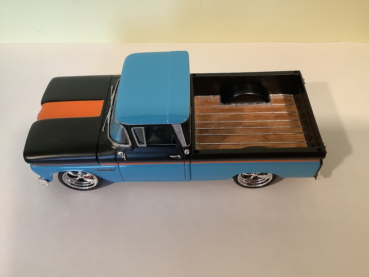 1960 Chevy Custom Fleetside Pickup with Go Kart -- Plastic Model Truck ...