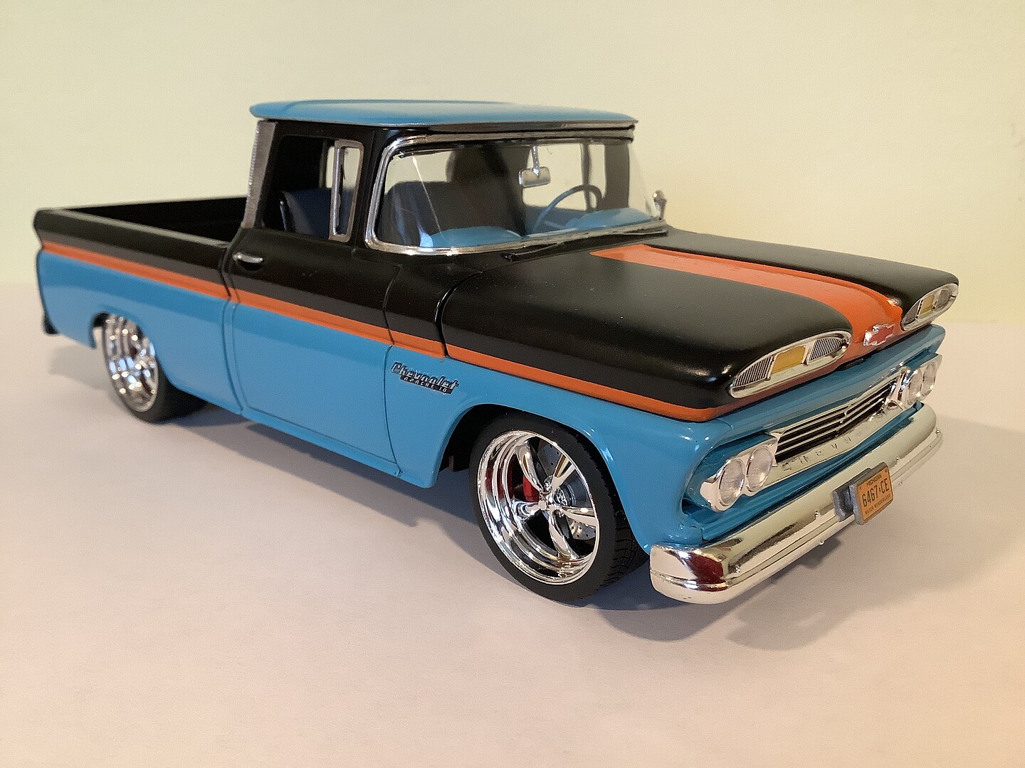 1960 Chevy Custom Fleetside Pickup with Go Kart -- Plastic Model Truck ...