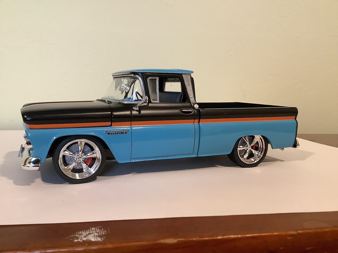 1960 Chevy Custom Fleetside Pickup with Go Kart -- Plastic Model Truck ...