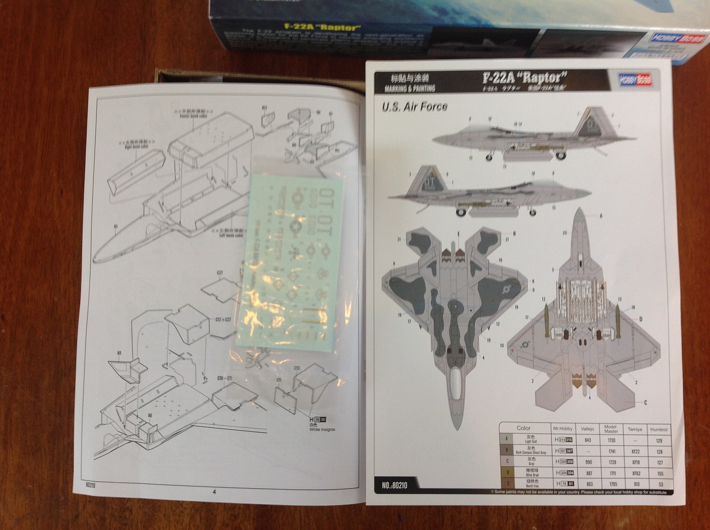 EZ F-22 Raptor -- Plastic Model Airplane Kit -- 1/72 Scale -- #80210 ...