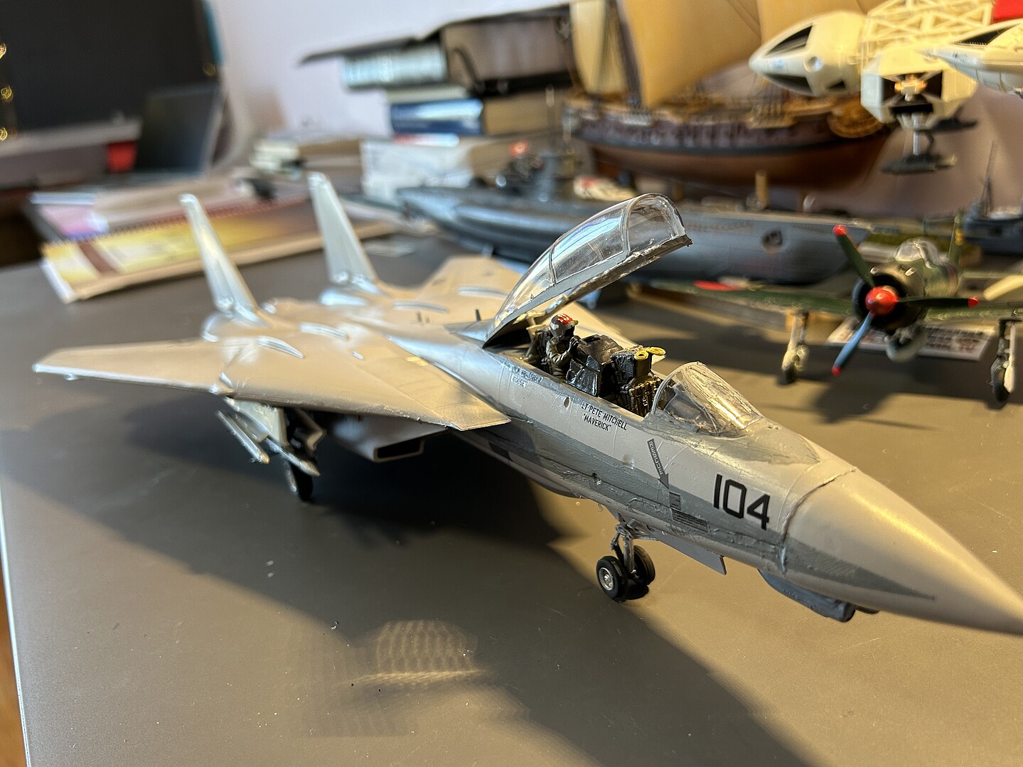 Top Gun Classic F14A Tomcat Aircraft -- Plastic Model Airplane Kit -- 1 ...