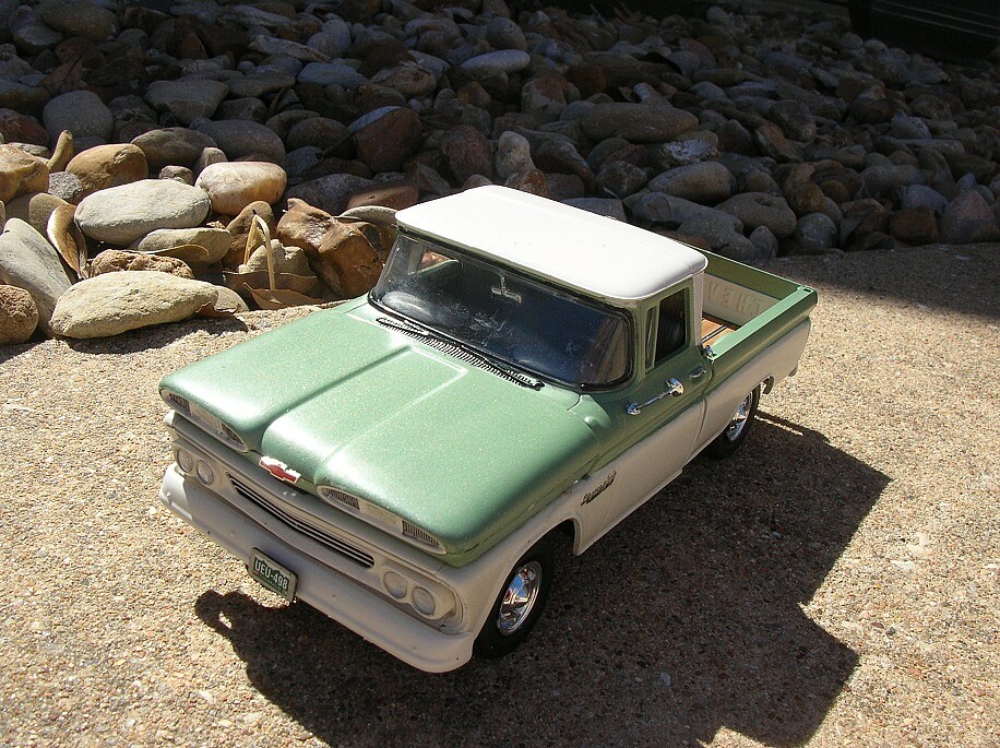 1960 Chevy Custom Fleetside Pickup with Go Kart -- Plastic Model Truck ...