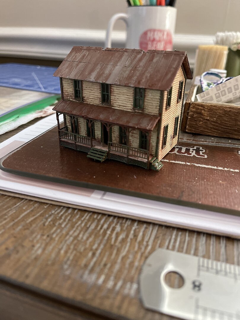 Two-Story Farmhouse w/Porch Kit -- N Scale Model Railroad House -- #640 ...