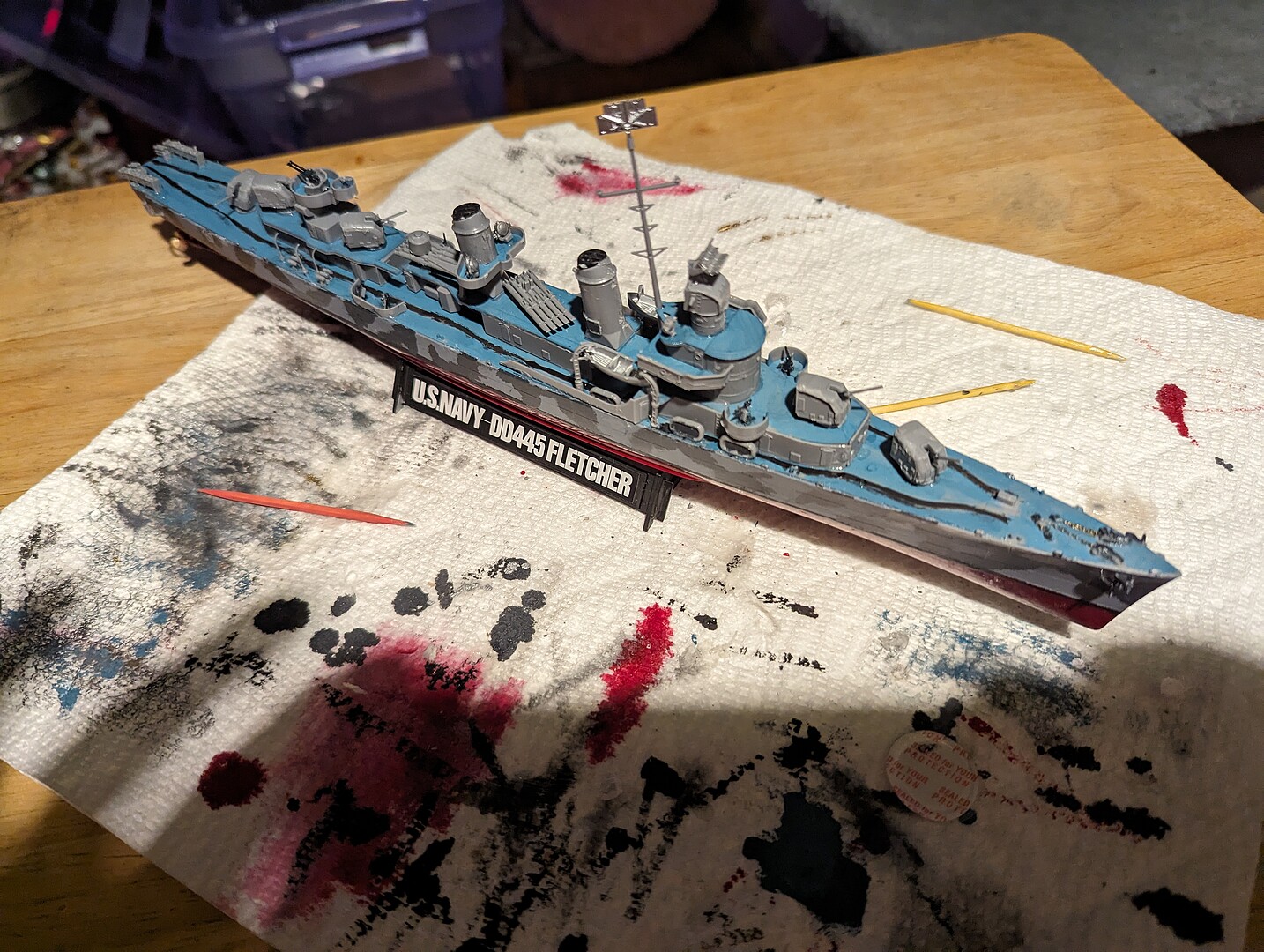 US Navy DD445 Fletcher Destroyer Boat -- Plastic Model Military Ship ...