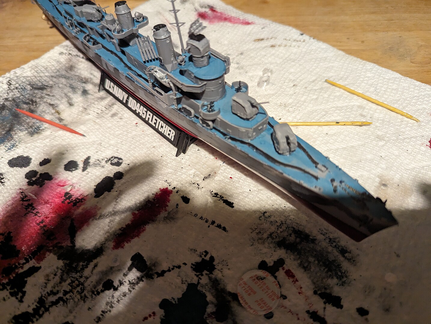 US Navy DD445 Fletcher Destroyer Boat -- Plastic Model Military Ship ...