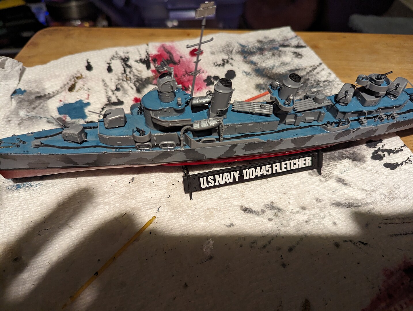 US Navy DD445 Fletcher Destroyer Boat -- Plastic Model Military Ship ...