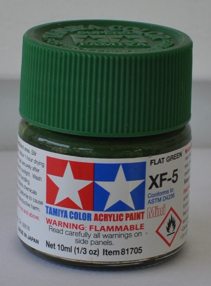 Acrylic Mini XF5 Flat Green 1/3 oz -- Hobby and Model Acrylic Paint ...